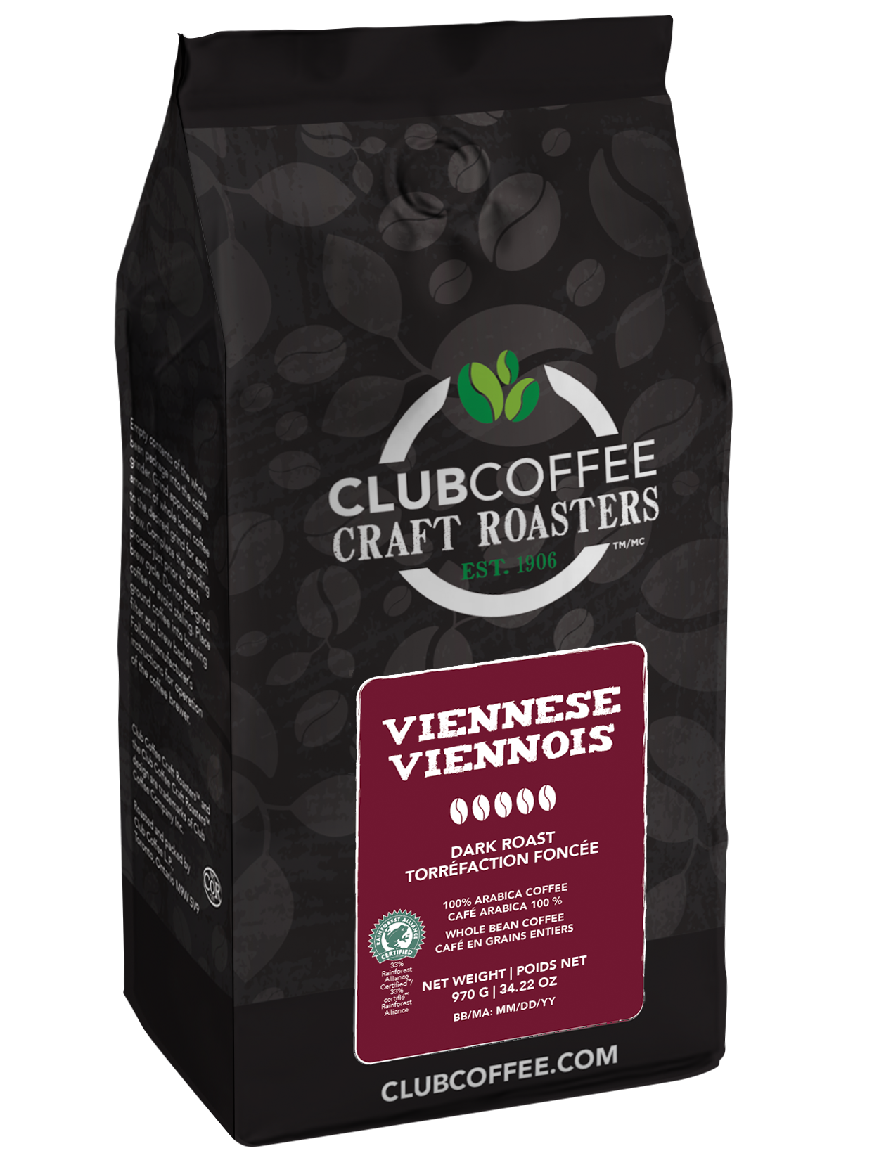 Craft Roasters Viennese Roast Whole Bean Bag - Club Coffee